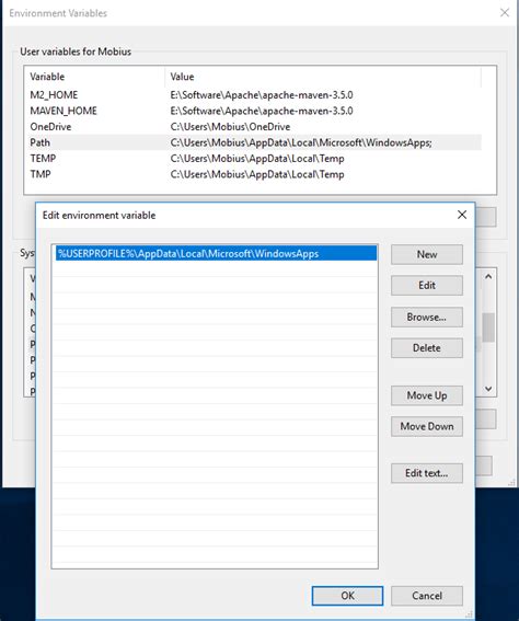 windows 10 path enviroment variable editor bug super user