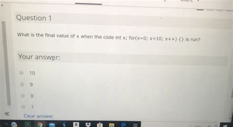 solved question 1 what is the final value of x when the code