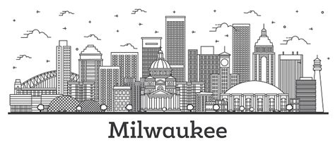 밀워키 위스콘신 시티 스카이라인을 화이트에 고립된 현대식 건물과 함께 합니다 밀워키 위스콘신에 대한 스톡 벡터 아트 및 기타 이미지 밀워키 위스콘신 위스콘신 벡터