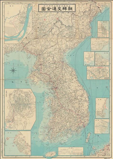 《조선교통전도 朝鮮交通全圖》 1910年 1 1 000 000 109 2×78 2cm 서13636 Gyeongseong
