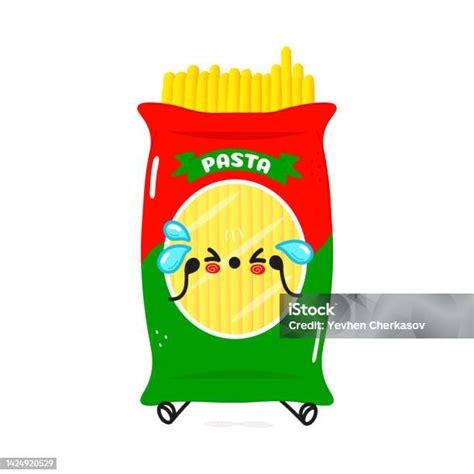 귀여운 슬픈 스파게티 캐릭터 벡터 손으로 그린 만화 카와이 캐릭터 일러스트 레이 션 아이콘 흰색 배경에 고립되어 있습니다 슬픈 파스타 캐릭터 개념 개념에 대한 스톡 벡터