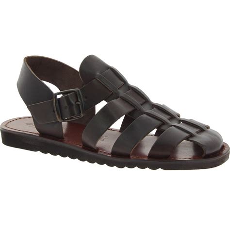 Handmade In Italy Mens Friar Sandals In Dark Brown Leather Gianluca Lartigiano Del Cuoio Etsy