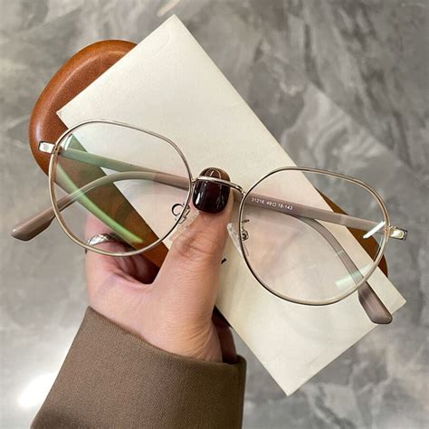 1pair Polygon Round Frame Clear Lens Glasses With Anti Blue Light Protection Shein Uk