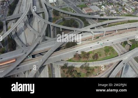 Aerial Judge Pregerson Huge Highway Connection Showing Multiple Roads Bridges Viaducts With