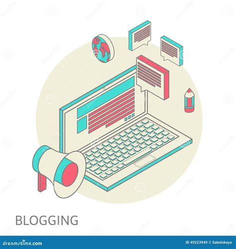 Isometric Design Modern Concept Of Blogging Stock Vector Illustration
