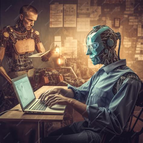 Premium Photo Generative Ai Ai Taking A Job Of A Human Programmer