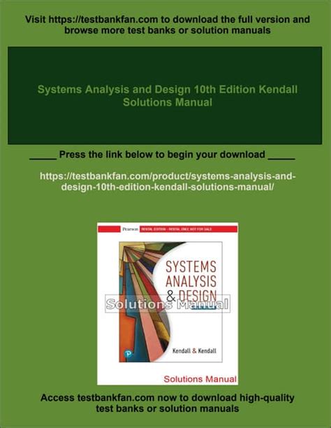 Systems Analysis And Design 10th Edition Kendall Solutions Manual Pdf