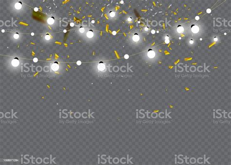 크리스마스 빛 투명 한 배경에 고립입니다 크리스마스 새 해와 Christmaslight 효과 대 한 빛나는 Garlanddecoration 벡터 일러스트입니다 갈란드