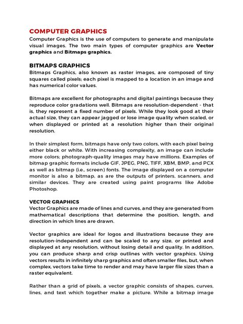 Understanding Vector Graphics And Bitmaps Pdf Graphics Computer