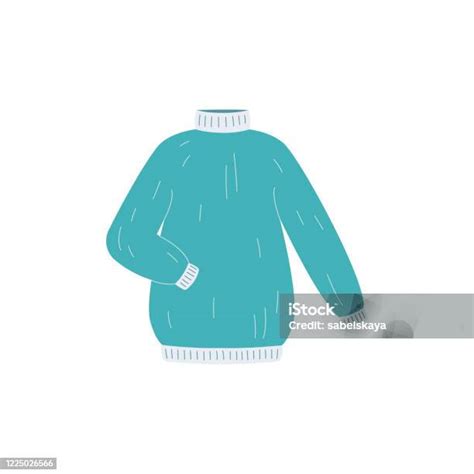 따뜻한 파란색 스웨터 긴 목과 소매가있는 고립 된 울 풀오버 겨울에 대한 스톡 벡터 아트 및 기타 이미지 겨울 귀여운 깃 Istock