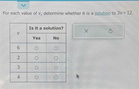 For Each Value Of V Determine Whether It Is A Solution To 3v 12 S
