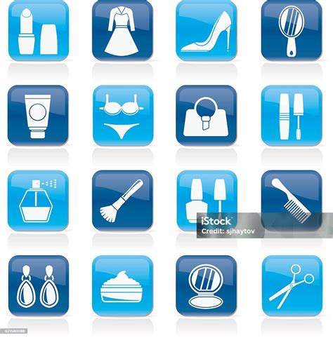 Female Objects And Accessories Icons Stock Illustration Download