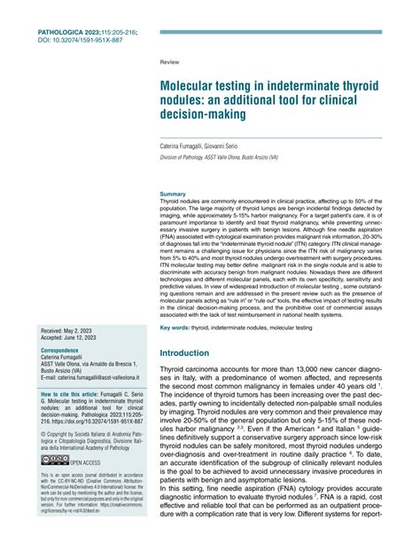 Pdf Molecular Testing In Indeterminate Thyroid Nodules An Additional Tool For Clinical