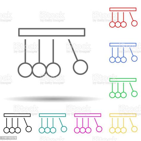 물리 멀티 컬러 스타일 아이콘입니다 Ui 및 Ux 웹 사이트 또는 모바일 응용 프로그램에 대한 과학 연구 아이콘의 간단한 얇은 라인 개요 벡터 로고에 대한 스톡 벡터 아트