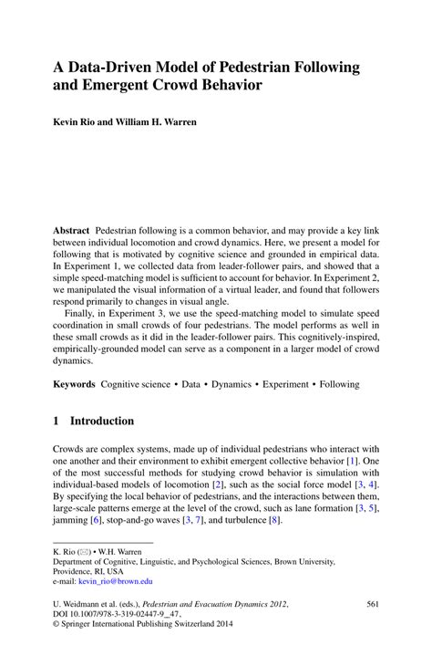 Pdf A Data Driven Model Of Pedestrian Following And Emergent Crowd