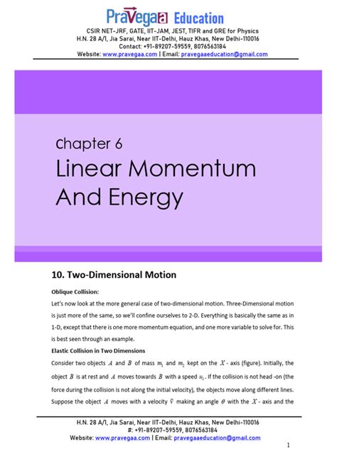 Two Dimensional Motion 1 Pdf Collision Momentum