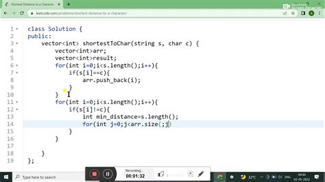821 Shortest Distance To A Character Leetcode Solution In C
