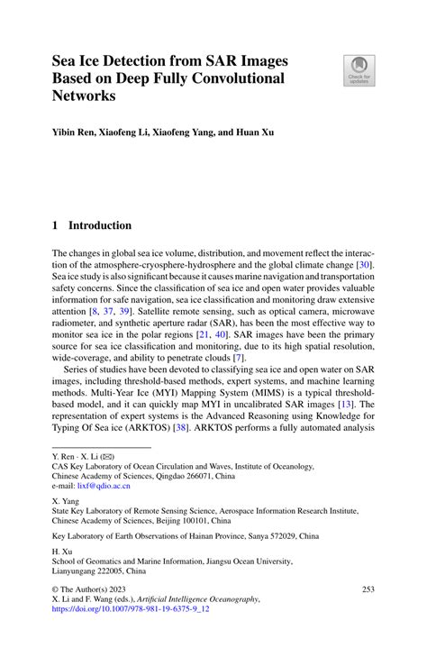 Pdf Sea Ice Detection From Sar Images Based On Deep Fully Convolutional Networks