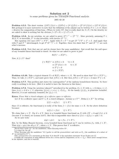 Solution Functional Analysis Kreyszig Pdf Space Linear Algebra