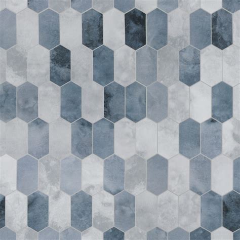 Sunwings Blue 11 In X 12 In Matte Composite Hexagon Marble Look Peel