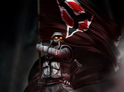 Killzone Gas Masked Soldier Helghast Flag Hd Wallpaper Wallpapers