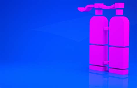 파란색 배경에 격리 된 핑크 아쿠아 룽 아이콘입니다 다이버를위한 산소 탱크 다이빙 장비 익스트림 스포츠 스포츠 장비 미니멀리즘 개념 3d 일러스트레이션 3d 렌더링 3차원