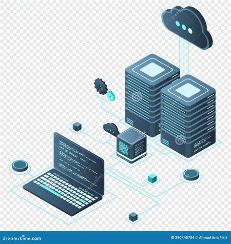 Computer Technology Isometric Illustration Computation Of Big Data