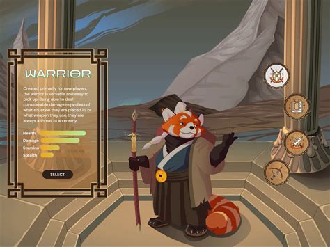 game character selection screen ui design and illustrations by burak