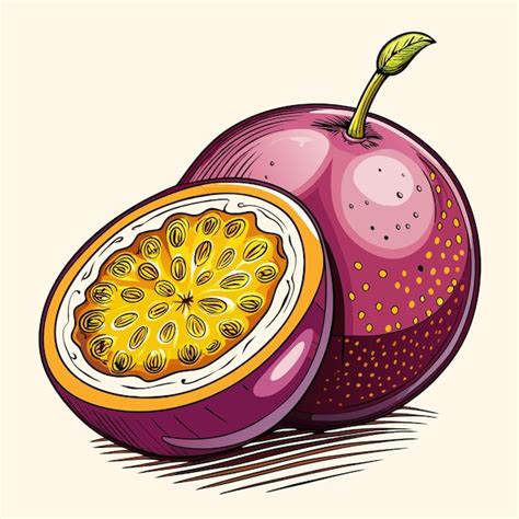 Passion Fruit Drawing With Pulp Images Free Download On Freepik