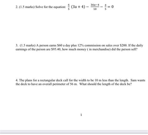Solved Marks Solve For The Equation Chegg Com