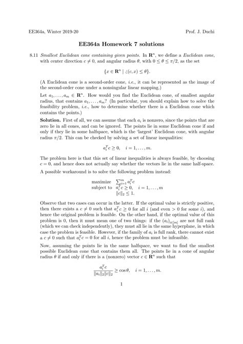 SOLUTION EE A Homework Solutions Convex Optimization I CME A Studypool