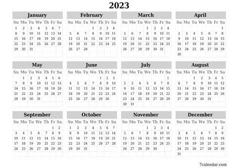 Kalender 2023 Printable