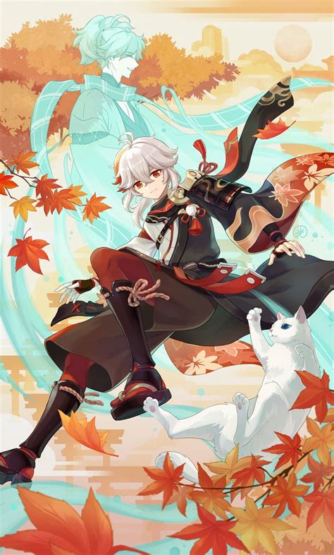 Kaedehara Kazuha And Kazuhas Friend Genshin Impact Drawn By