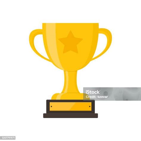 챔피언 트로피 또는 우승자의 트로피 아이콘 플랫 일러스트레이터 개념에 대한 스톡 벡터 아트 및 기타 이미지 개념 기술