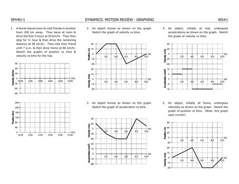 Dynamics And Motion Graphing Worksheet Physics Problems