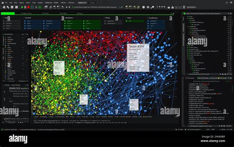 Visualization Of Neural Network Software Interface On Black Background Working On A Computer