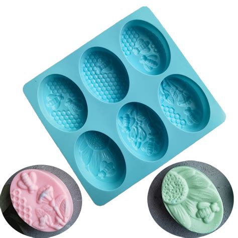 Badu Bg 6 силиконови форми за сапун във формата на пчела овални ръчно изработени силиконови