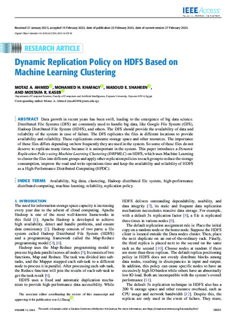 Pdf Dynamic Replication Policy On Hdfs Based On Machine Learning