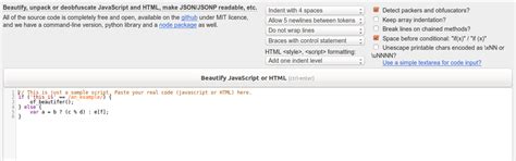 Online Javascript Beautifier Beautify Unpack Or Deobfuscate