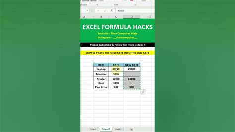 Excel Formula Hacks 🔥😱 Excel Exceltips Youtube