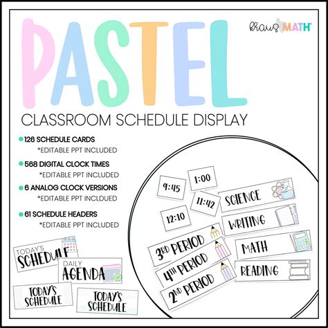 Pastel Classroom Schedule Daily Calendar Display Kraus Math