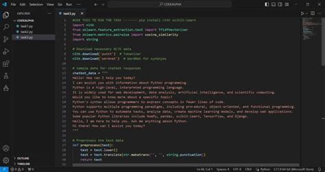 alveena aslam on linkedin python programming chatbot