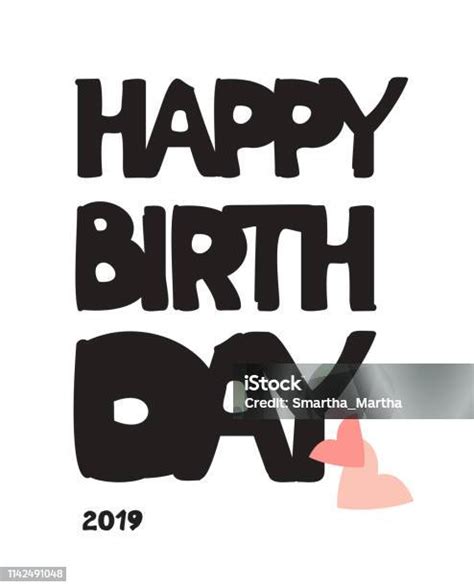 생일 축 하 손으로 그려진 비문 벡터 검은 낙서 서 예 인사말 카드 핑크 하트 파티 배너 생일 축 하 2019에 대 한 만화 재미 굵은 편지 글꼴 장식 손으로 그린