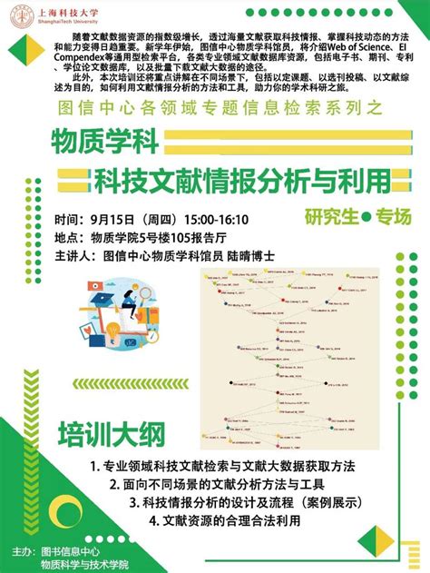 讲座预告 物质学科科技文献情报分析与利用研究生新生专场