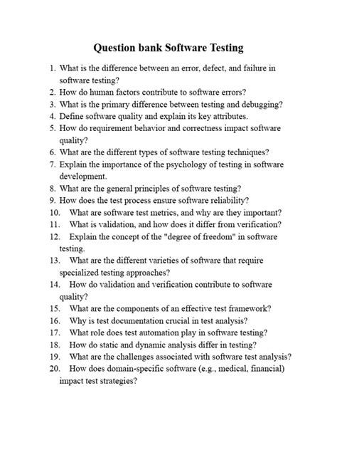 Question Bank Software Testing 1 Pdf Software Testing Unit Testing