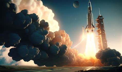 Premium Photo A Satellite Launching Into Orbit Or A Rocket Preparing For A Mission To Space