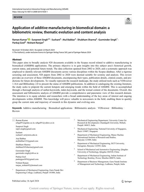 Application Of Additive Manufacturing In Biomedical Domain A Bibliometric Review Thematic