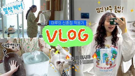 ‼️귀여움 주의‼️뱃속엔 아가👶🏻 현생에선 냥이 밀착 케어하는 Vlog ⸰ 𖥔 ͙ࣳ 고양이와 이사하기 사막화 방지매트 추천 임신 30주 Youtube
