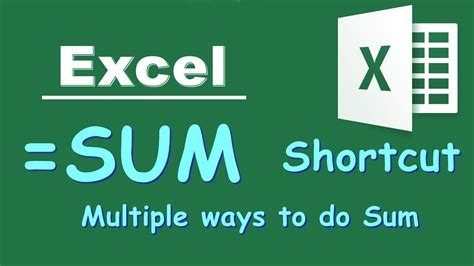 How To Use Sum Formula In Excel With Shortcut Keys Youtube