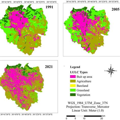 Utcl Map Of Addis Ababa City From 1991 To 2021 Download Scientific